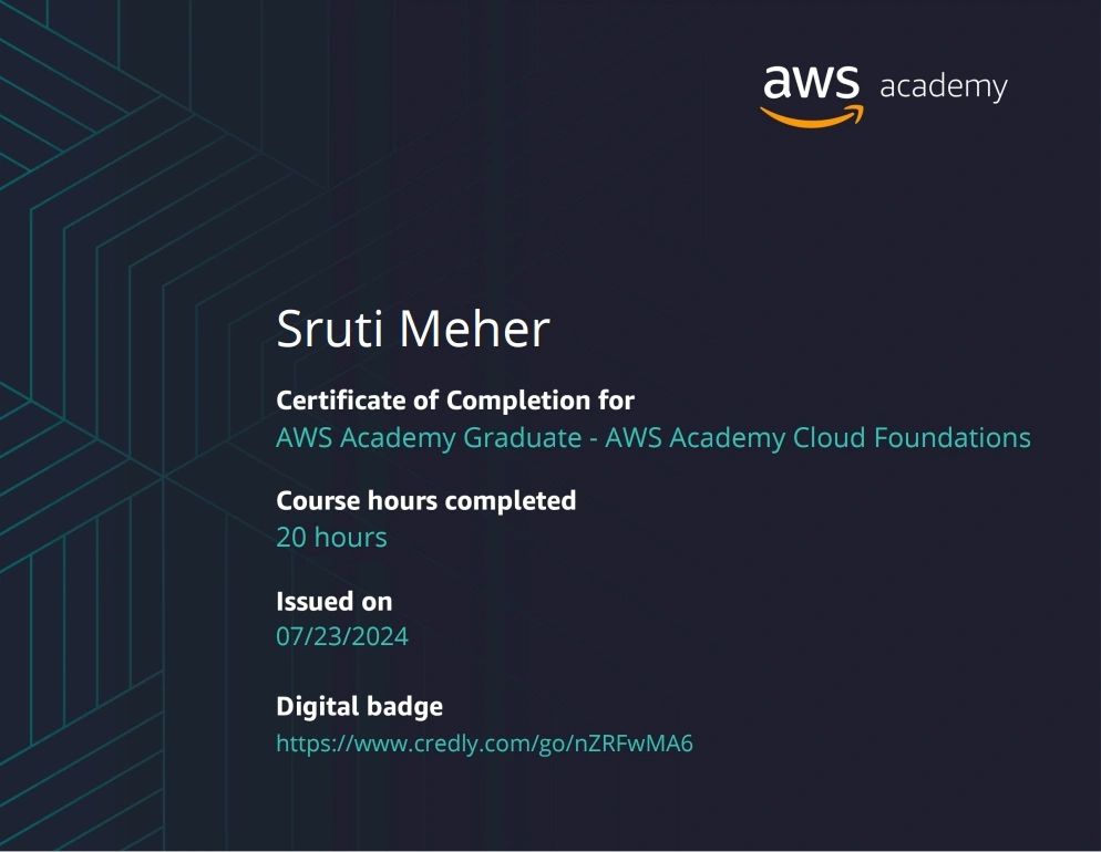 Sruti Meher on LinkedIn: #aws #cloudfoundation #certification # ... Sruti Meher on LinkedIn: #aws #cloudfoundation #certification # ...