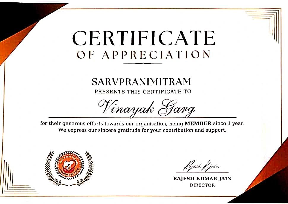 Vinayak Garg on LinkedIn: #animalwelfare #gratitude #partnership Vinayak Garg on LinkedIn: #animalwelfare #gratitude #partnership