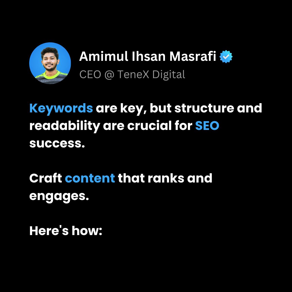 Amimul Ihsan Masrafi on LinkedIn: 12 tips for creating SEO optimized ... Amimul Ihsan Masrafi on LinkedIn: 12 tips for creating SEO optimized ...