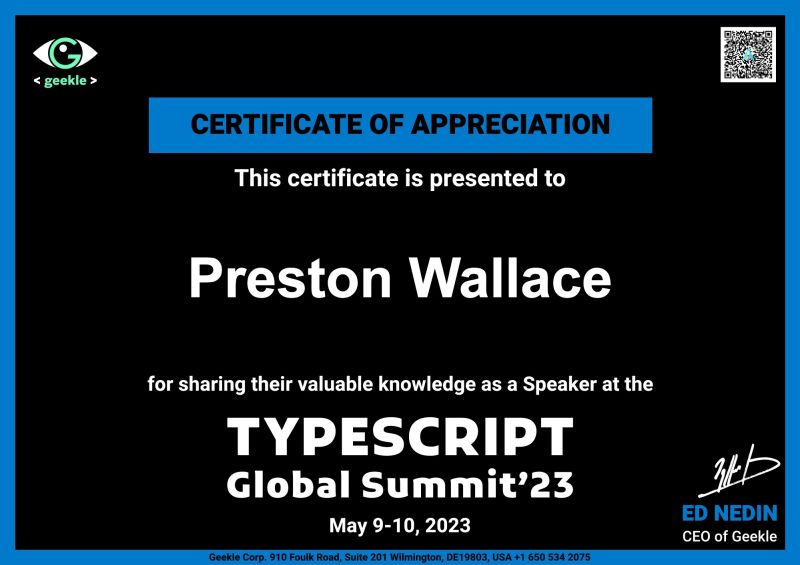 Preston Wallace on LinkedIn: #typescript #global #summit #speaker # ... Preston Wallace on LinkedIn: #typescript #global #summit #speaker # ...