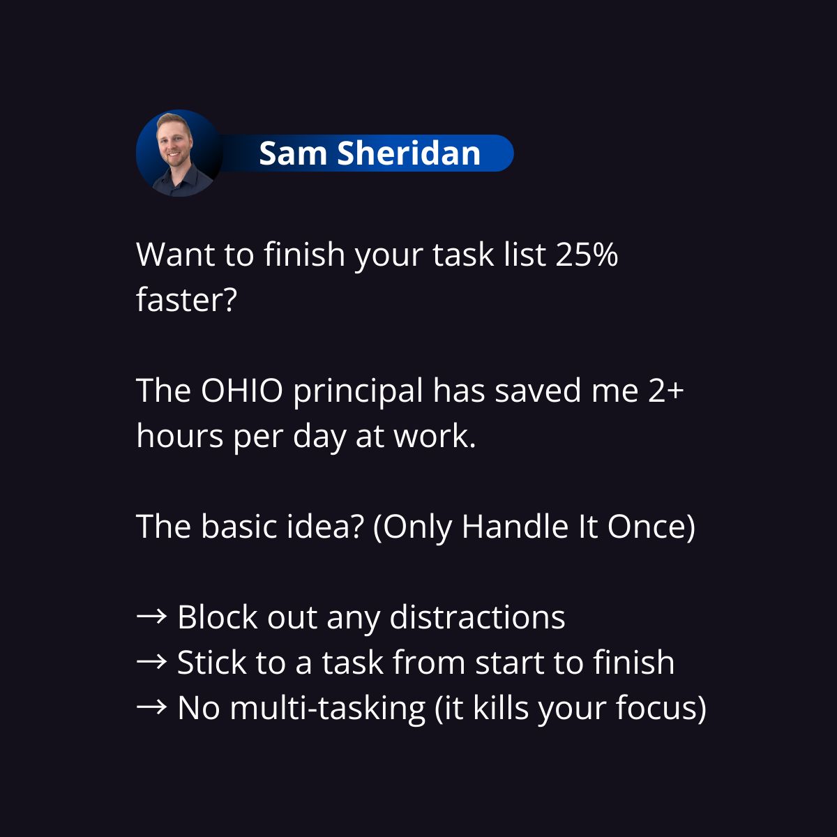 Samuel Sheridan on LinkedIn: Want to finish your task list 25% faster ... Samuel Sheridan on LinkedIn: Want to finish your task list 25% faster ...