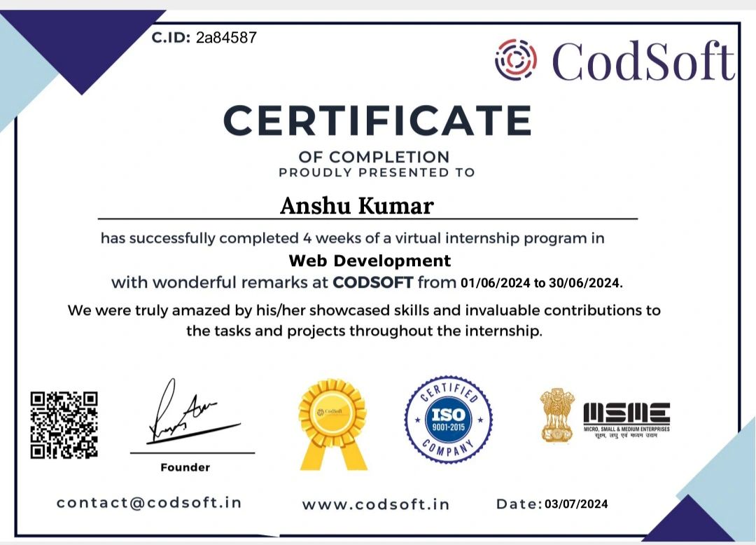 Anshu Kumar on LinkedIn: #webdevelopment #internship #careergrowth # ... Anshu Kumar on LinkedIn: #webdevelopment #internship #careergrowth # ...