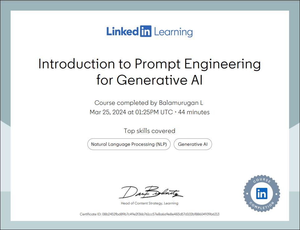 Balamurugan Lakshmanan on LinkedIn: #generativeai Balamurugan Lakshmanan on LinkedIn: #generativeai