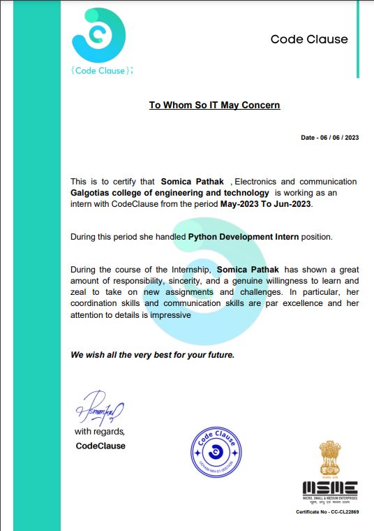 somica pathak on LinkedIn: #python #internship #development somica pathak on LinkedIn: #python #internship #development