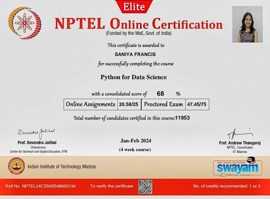 Saniya Francis on LinkedIn: Successfully completed The Course PYTHON ... Saniya Francis on LinkedIn: Successfully completed The Course PYTHON ...