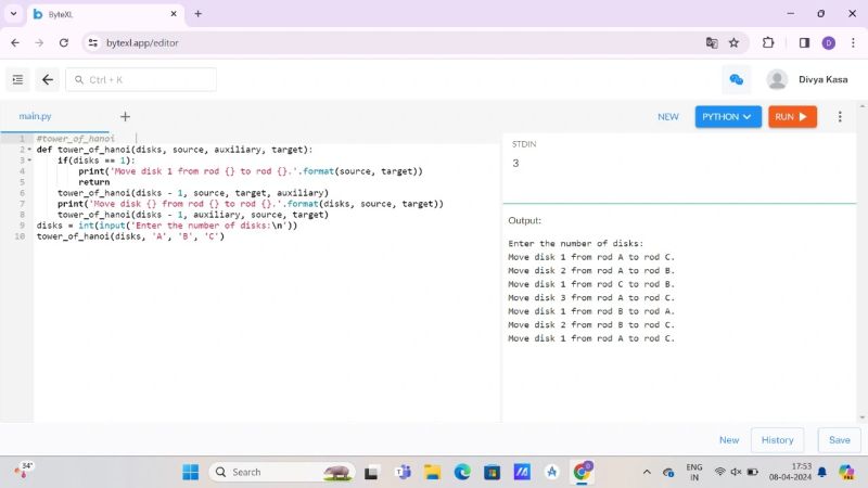 How I solved Tower of Hanoi with ByteXL | Divya Kasa posted on the ... How I solved Tower of Hanoi with ByteXL | Divya Kasa posted on the ...