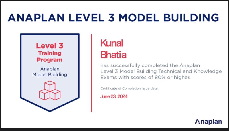 Kunal Bhatia on LinkedIn: #anaplan #certification # ... Kunal Bhatia on LinkedIn: #anaplan #certification # ...