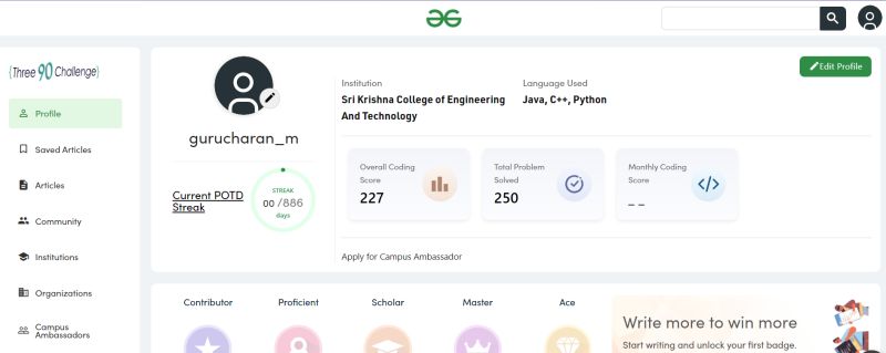 GURUCHARAN M on LinkedIn: #geeksforgeeks #leetcode #codingninjas GURUCHARAN M on LinkedIn: #geeksforgeeks #leetcode #codingninjas