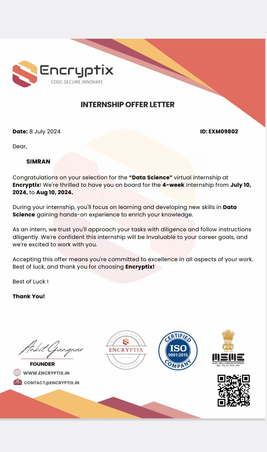Simran Khatri on LinkedIn: #encryptix #internship #encryptixinternship Simran Khatri on LinkedIn: #encryptix #internship #encryptixinternship