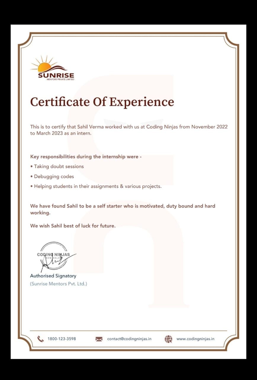 Sahil Verma on LinkedIn: #connections #internship #coding #learning # ... Sahil Verma on LinkedIn: #connections #internship #coding #learning # ...
