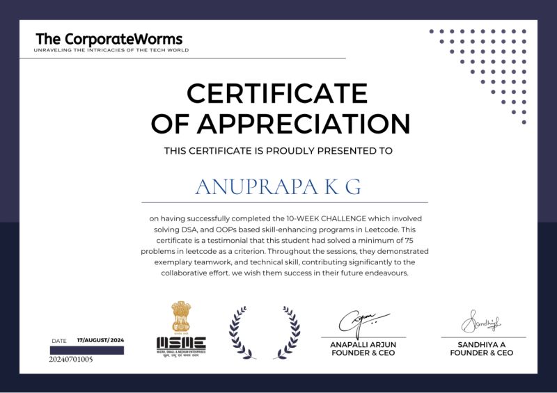 Anuprapa K G on LinkedIn: #codingchallenge #leetcode #oop # ... Anuprapa K G on LinkedIn: #codingchallenge #leetcode #oop # ...