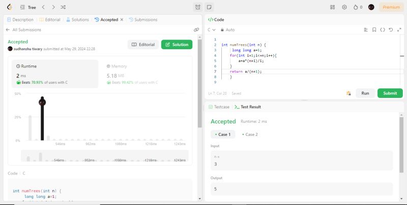Leetcode problem: Unique binary search trees | Sudhanshu Tiwary posted ... Leetcode problem: Unique binary search trees | Sudhanshu Tiwary posted ...