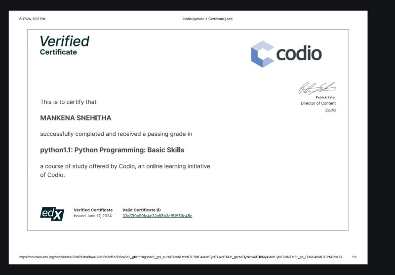 Snehitha Mankena on LinkedIn: #edx #python Snehitha Mankena on LinkedIn: #edx #python