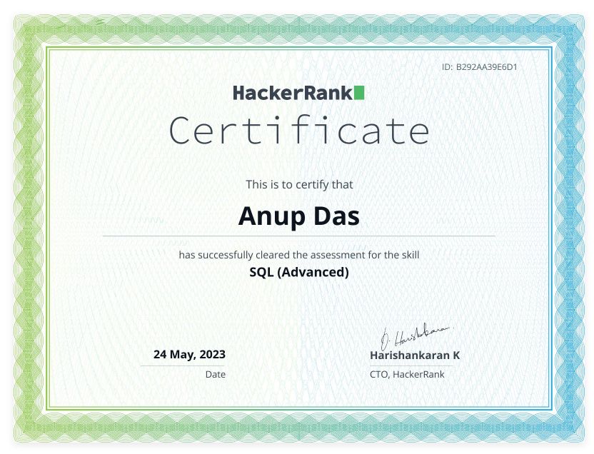 Anup Das on LinkedIn: #sql #advancedsql #certification #dataanalytics # ... Anup Das on LinkedIn: #sql #advancedsql #certification #dataanalytics # ...