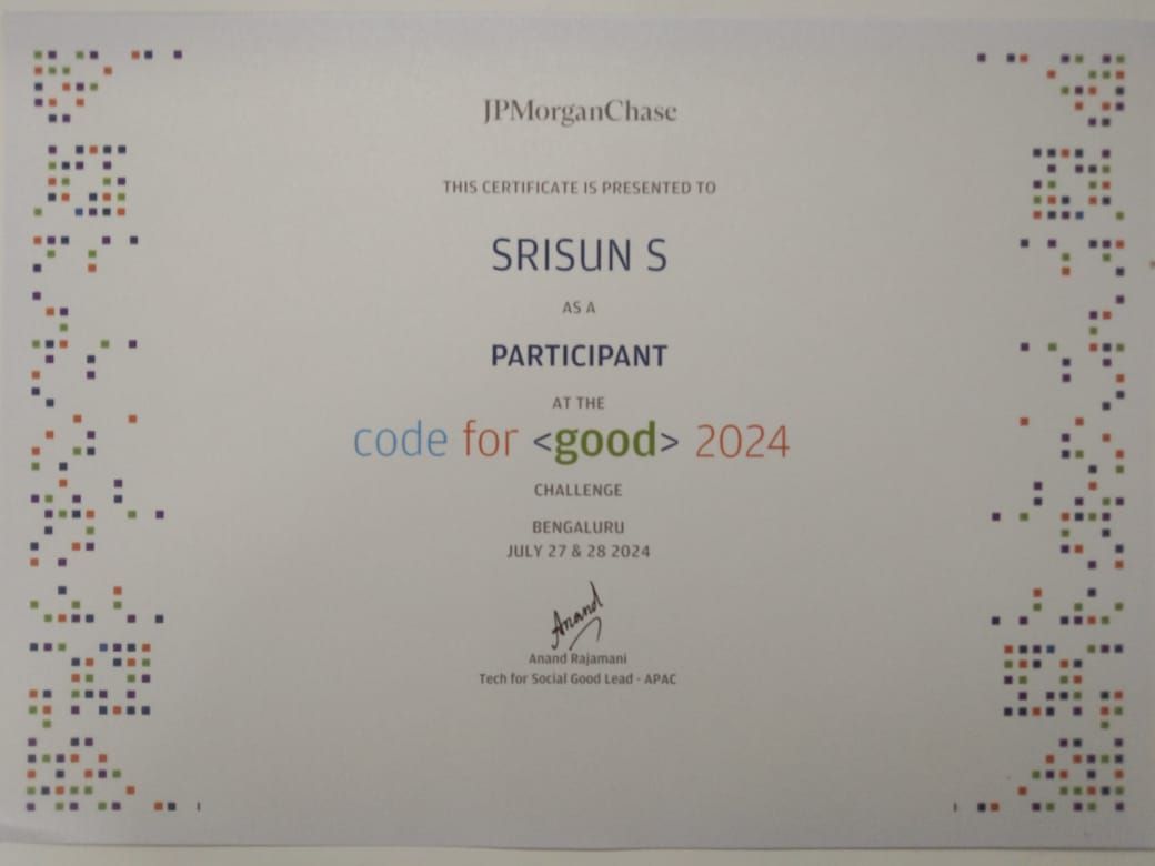 SRISUN S on LinkedIn: #codeforgood #techforgood #cit #srisun #cfg # ... SRISUN S on LinkedIn: #codeforgood #techforgood #cit #srisun #cfg # ...