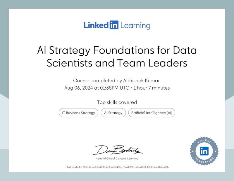 Abhishek Kumar on LinkedIn: Certificate of Completion Abhishek Kumar on LinkedIn: Certificate of Completion