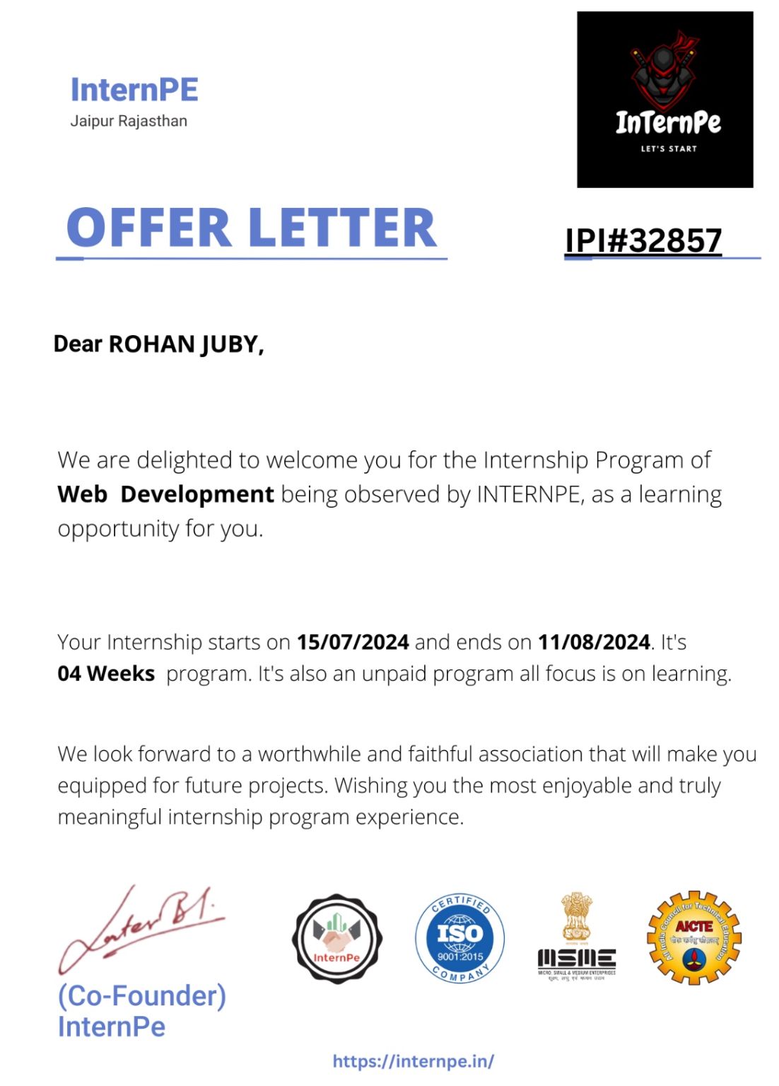 Rohan Juby on LinkedIn: #internship #webdevelopment #internpe Rohan Juby on LinkedIn: #internship #webdevelopment #internpe