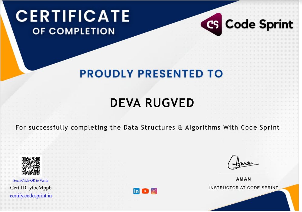 Deva Rugved on LinkedIn: #algorithms #datastructures #codesprint Deva Rugved on LinkedIn: #algorithms #datastructures #codesprint