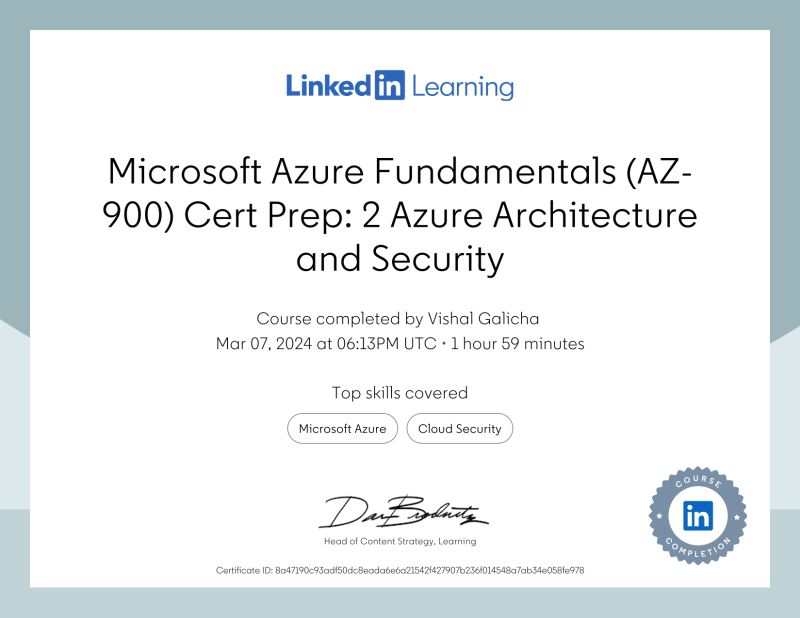 Vishal Galicha on LinkedIn: Certificate of Completion Vishal Galicha on LinkedIn: Certificate of Completion