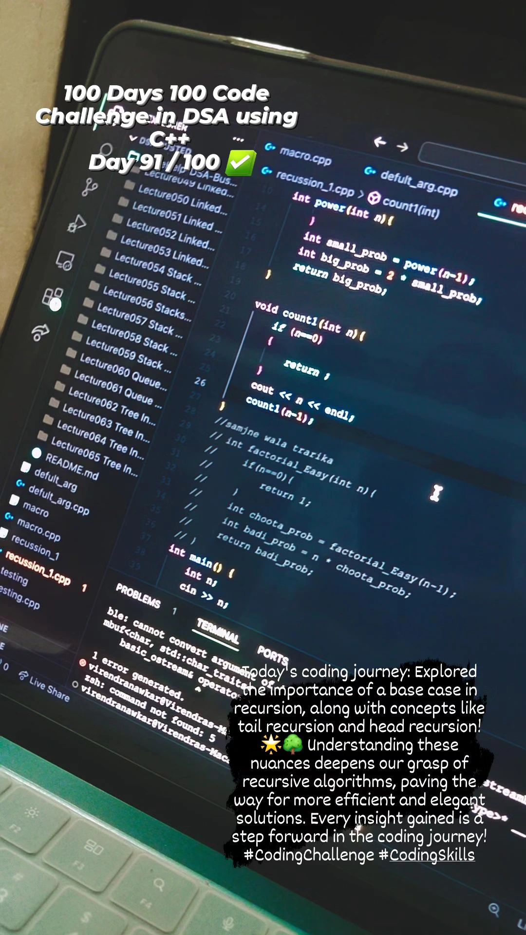 Day 91 of #100DaysOfCode: Recursion and head recursion | Virendra ... Day 91 of #100DaysOfCode: Recursion and head recursion | Virendra ...