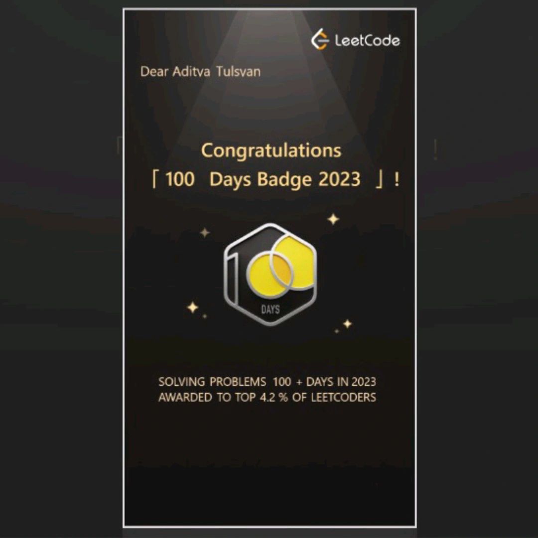 Aditya Tulsyan on LinkedIn: #codingjourney #leetcode #dsaachievement Aditya Tulsyan on LinkedIn: #codingjourney #leetcode #dsaachievement