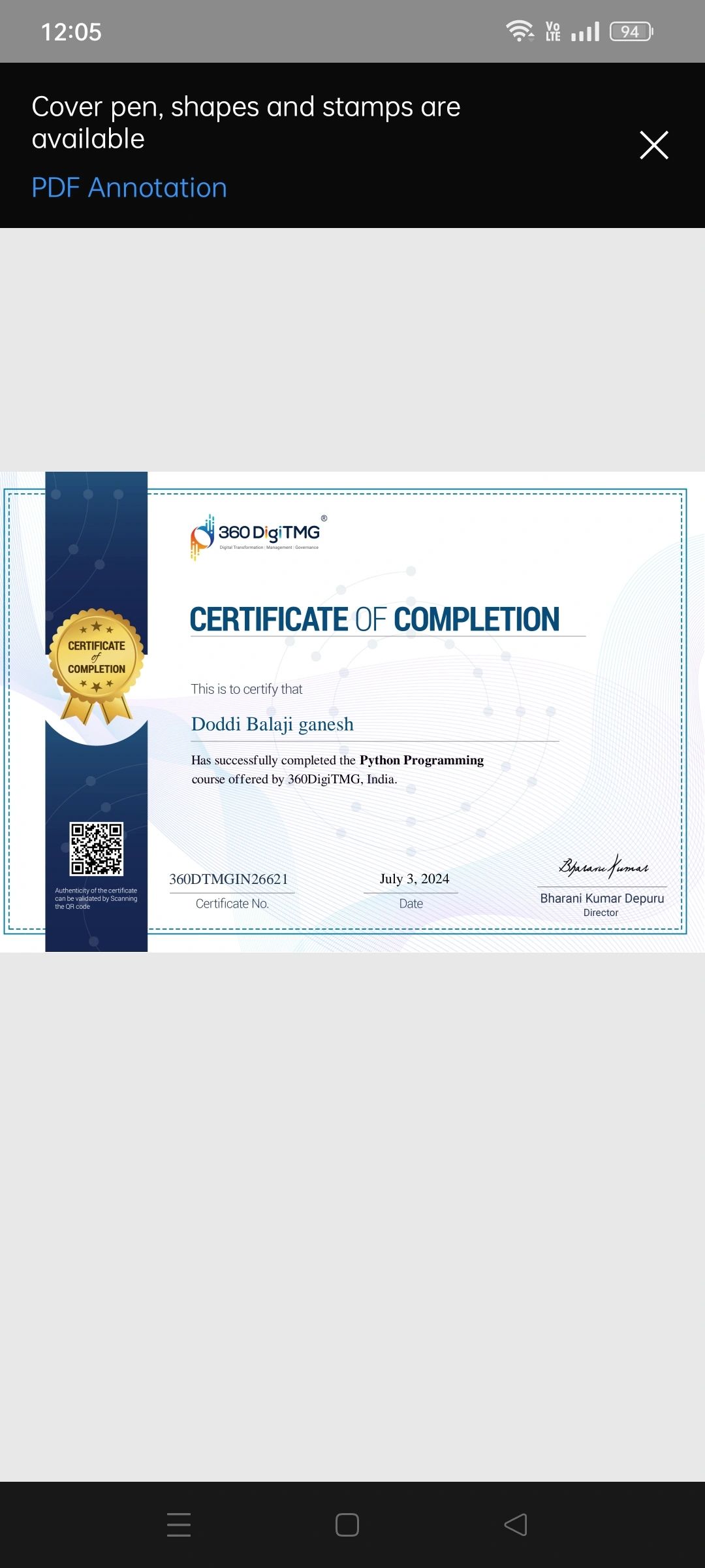 Doddi Balaji Ganesh on LinkedIn: successfully completed python ... Doddi Balaji Ganesh on LinkedIn: successfully completed python ...