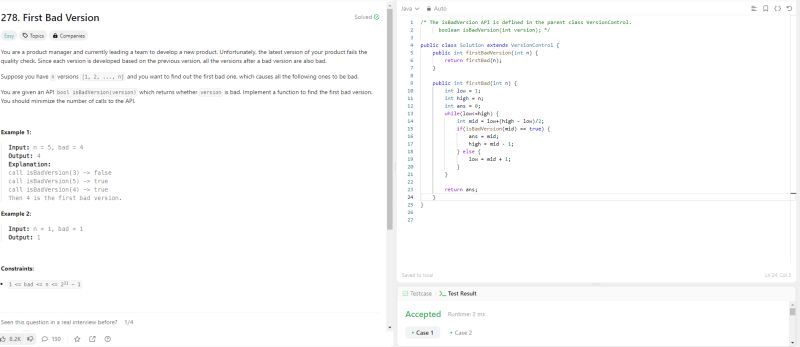 🚀 Completed First Bad Version Challenge on LeetCode! 💻 | Swarup Das ... 🚀 Completed First Bad Version Challenge on LeetCode! 💻 | Swarup Das ...
