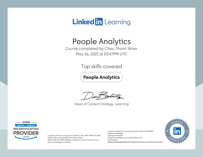 Chau Thanh Nhan on LinkedIn: Certificate of Completion Chau Thanh Nhan on LinkedIn: Certificate of Completion