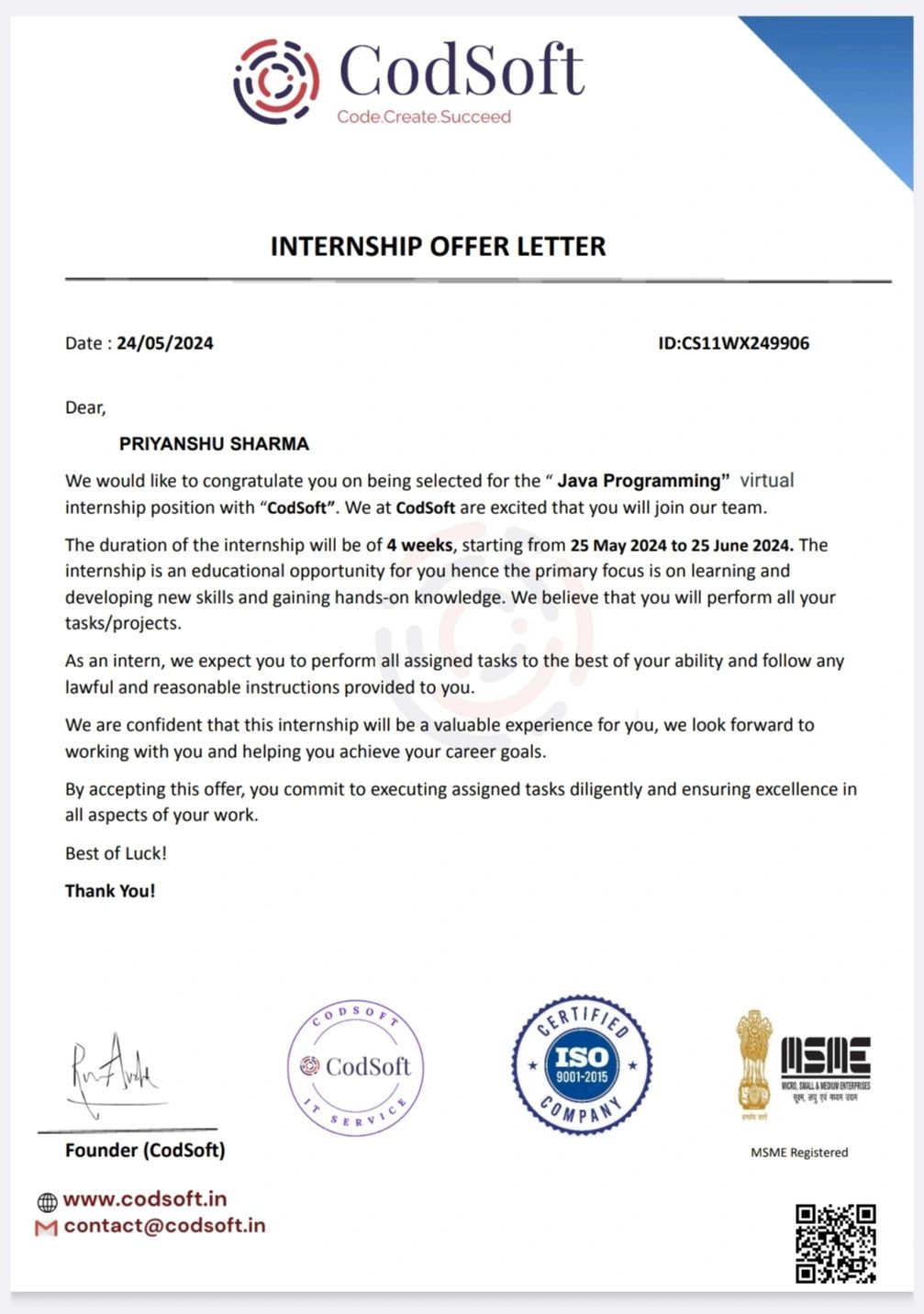 Priyanshu Sharma on LinkedIn: #codesoft #codesoft #codesoft #intership ... Priyanshu Sharma on LinkedIn: #codesoft #codesoft #codesoft #intership ...