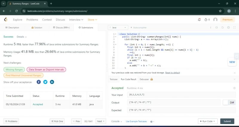 Keerthana V on LinkedIn: ---LeetCode Challenge--- Day 20/💯 228 ... Keerthana V on LinkedIn: ---LeetCode Challenge--- Day 20/💯 228 ...