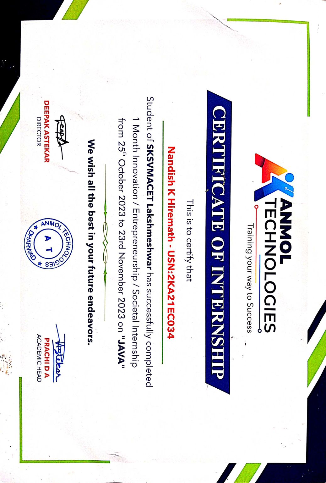 Nandish Hiremath on LinkedIn: #corejava #internship #excellentlearner # ... Nandish Hiremath on LinkedIn: #corejava #internship #excellentlearner # ...