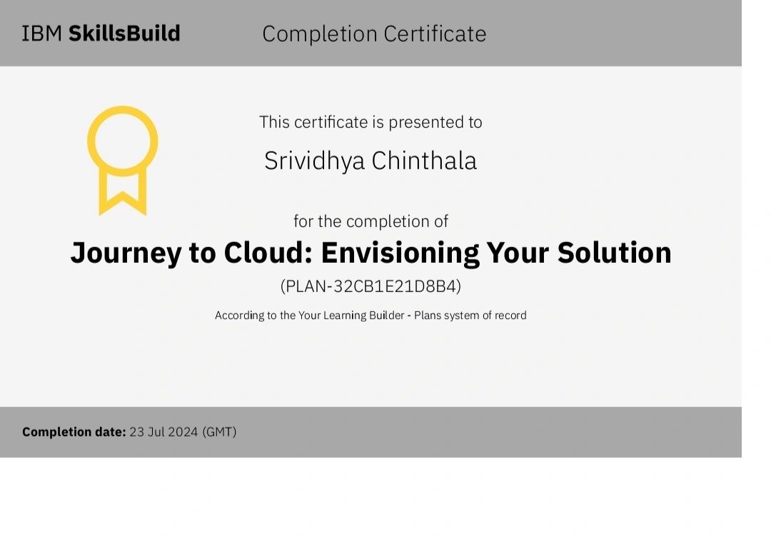 Srividhya Chinthala on LinkedIn: #ibm #skillsbuild Srividhya Chinthala on LinkedIn: #ibm #skillsbuild
