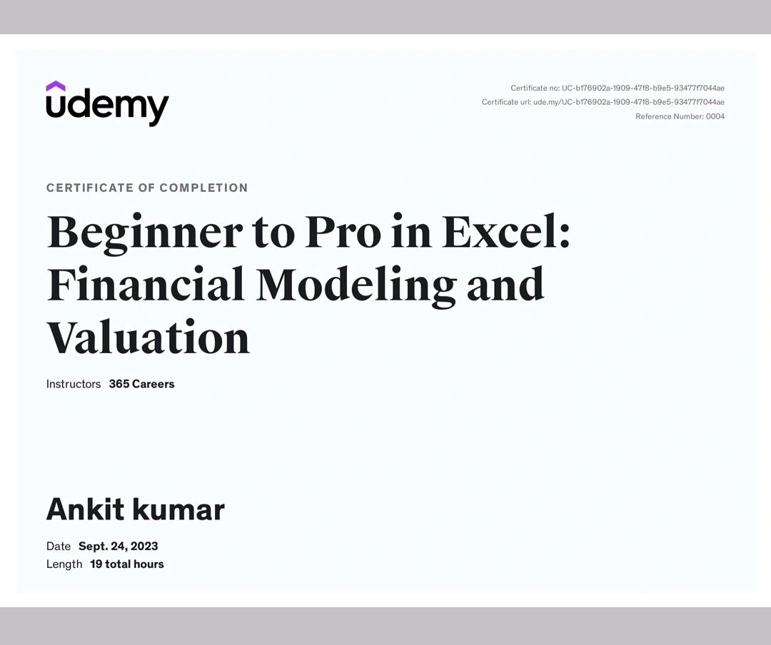 Completed Udemy course on Excel | Ankit kumar posted on the topic ... Completed Udemy course on Excel | Ankit kumar posted on the topic ...