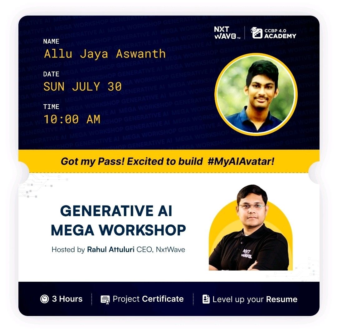 Aswanth Allu on LinkedIn: #nxtwave #megaworkshop #ai # ... Aswanth Allu on LinkedIn: #nxtwave #megaworkshop #ai # ...