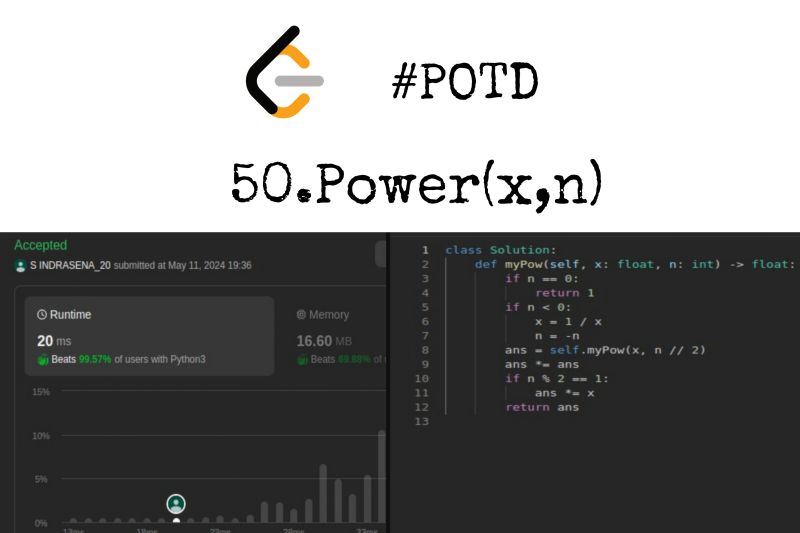 S. INDRASENA on LinkedIn: #dsa #leetcode #python #power #problem50 # ... S. INDRASENA on LinkedIn: #dsa #leetcode #python #power #problem50 # ...