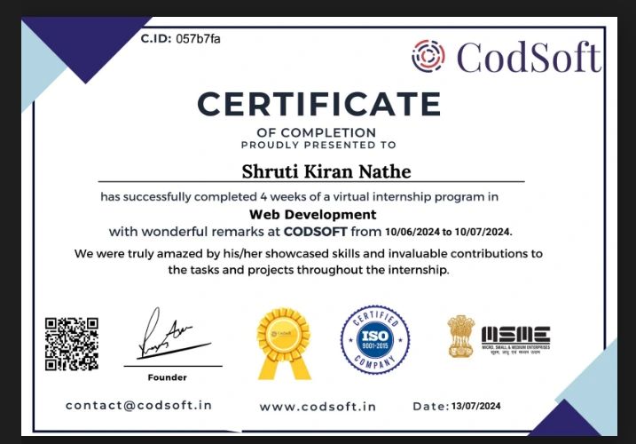 shruti nathe on LinkedIn: #codsoft #cip shruti nathe on LinkedIn: #codsoft #cip