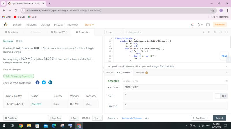 LAVANYA V on LinkedIn: #100daysofleetcode #1221_split_a_string_in ... LAVANYA V on LinkedIn: #100daysofleetcode #1221_split_a_string_in ...