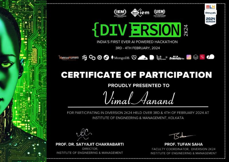 VIMAL ANAND on LinkedIn: #mlh #diversion2k24 #hackathon # ... VIMAL ANAND on LinkedIn: #mlh #diversion2k24 #hackathon # ...