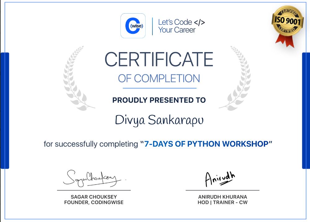 Divya Sankarapu on LinkedIn: #codingwise #pythonworkshop # ... Divya Sankarapu on LinkedIn: #codingwise #pythonworkshop # ...