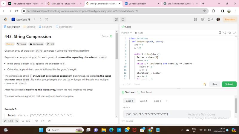 How to solve strings compression problem #Leetcode75 | Lalitha ... How to solve strings compression problem #Leetcode75 | Lalitha ...