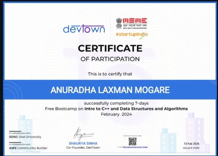 Anuradha Mogare on LinkedIn: #devtown #devtown #bootcamp #cpp # ... Anuradha Mogare on LinkedIn: #devtown #devtown #bootcamp #cpp # ...
