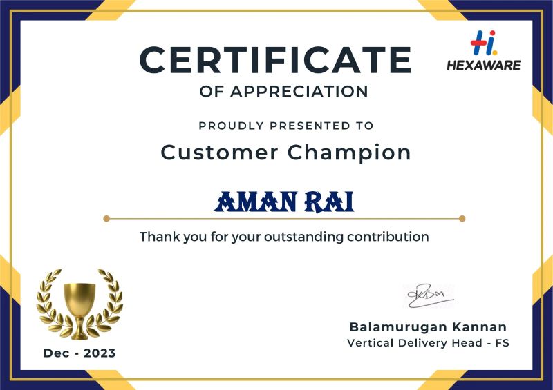 Aman Rai on LinkedIn: #customerchampion #teamappreciation #greatful ... Aman Rai on LinkedIn: #customerchampion #teamappreciation #greatful ...