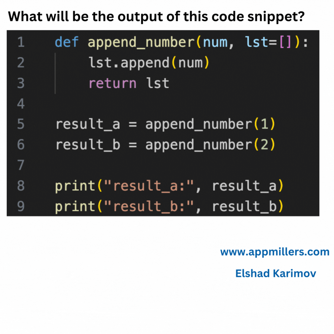 Elshad Karimov on LinkedIn: Python Mutable Default Argument Elshad Karimov on LinkedIn: Python Mutable Default Argument