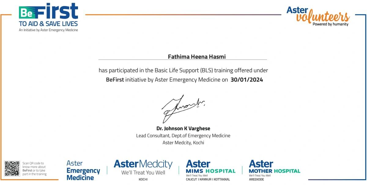 Fathima Heena Hasmi on LinkedIn: #bls #lifesupport # ... Fathima Heena Hasmi on LinkedIn: #bls #lifesupport # ...
