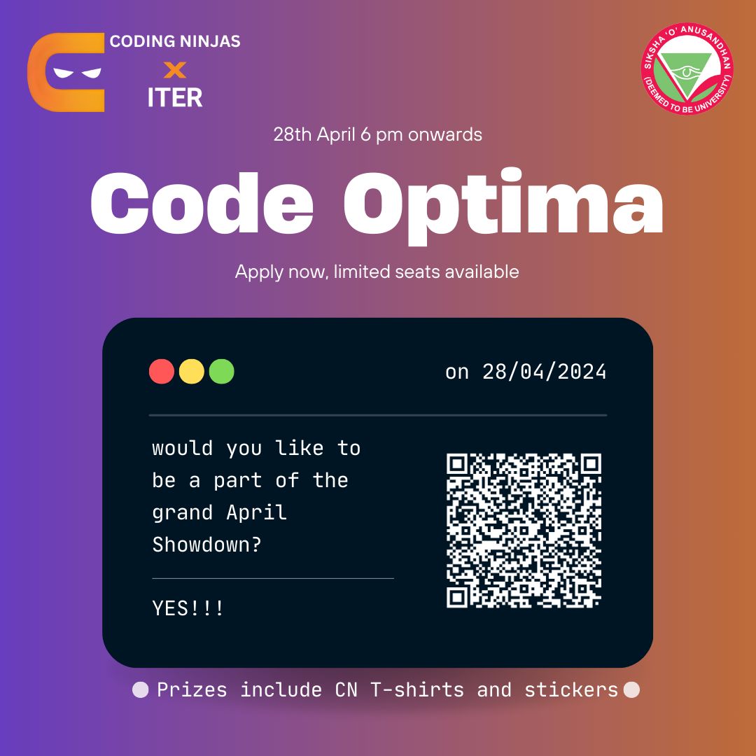 Coding Ninjas X ITER on LinkedIn: #codeoptima #cnxiter #codingninjas # ... Coding Ninjas X ITER on LinkedIn: #codeoptima #cnxiter #codingninjas # ...