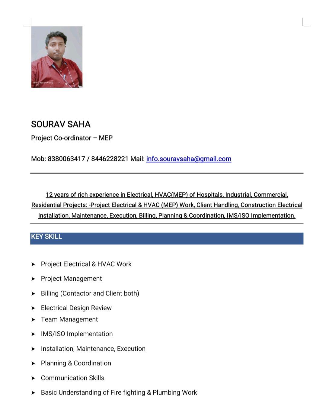 SOURAV SAHA on LinkedIn: CV of Sourav Saha MEP Project Co-ordinator ... SOURAV SAHA on LinkedIn: CV of Sourav Saha MEP Project Co-ordinator ...