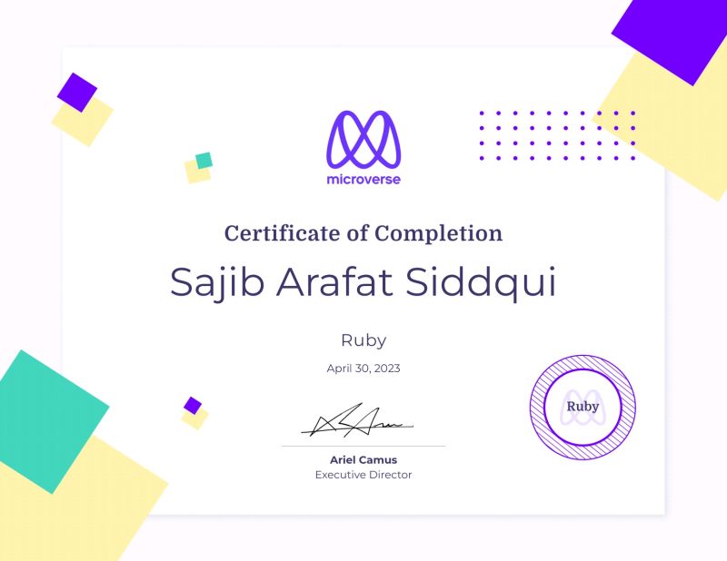 Sajib Arafat Siddiqui on LinkedIn: Successfully completed the Ruby ... Sajib Arafat Siddiqui on LinkedIn: Successfully completed the Ruby ...