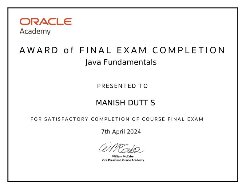 Manish Dutt S on LinkedIn: #java #oracle #javafundamentals # ... Manish Dutt S on LinkedIn: #java #oracle #javafundamentals # ...