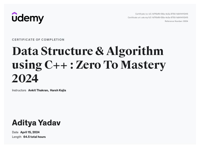Aditya Yadav on LinkedIn: #dsa #cpp #udemy #programming #algorithms # ... Aditya Yadav on LinkedIn: #dsa #cpp #udemy #programming #algorithms # ...