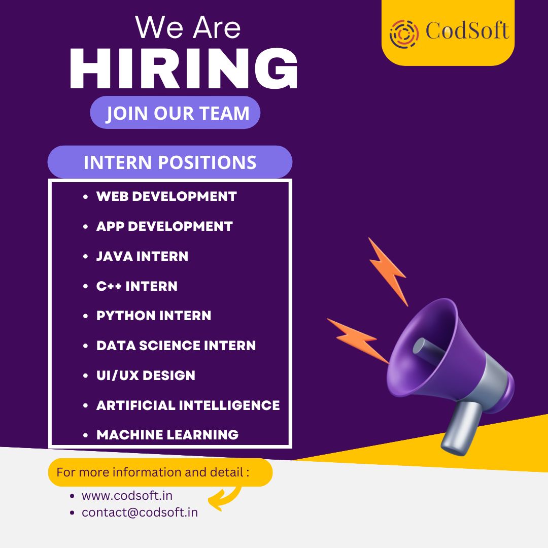 CodSoft on LinkedIn: #codsoft #codsoftinternship #ai #team #work # ... CodSoft on LinkedIn: #codsoft #codsoftinternship #ai #team #work # ...
